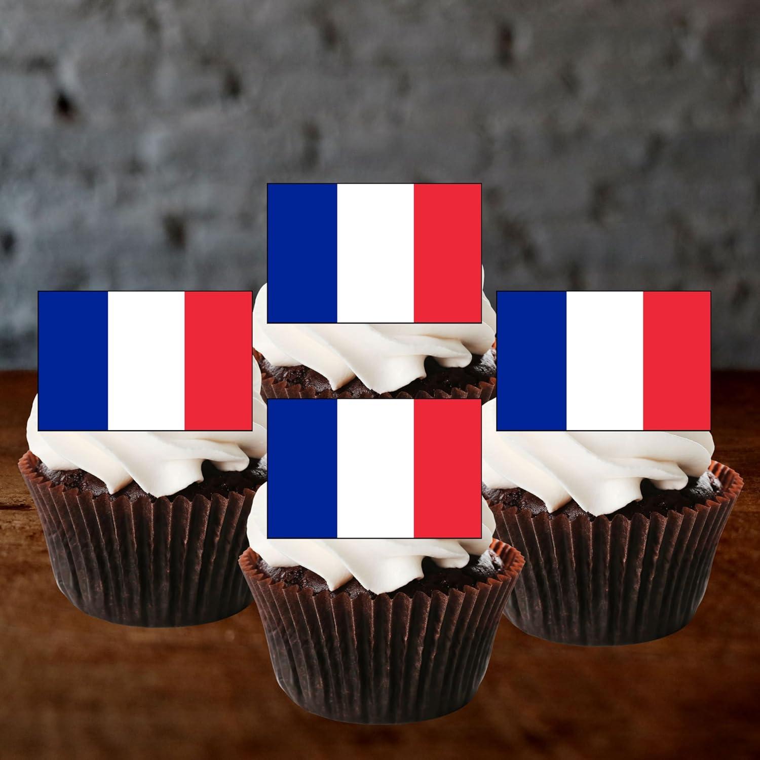 50 French Flag Cupcake Toppers France Flags Edible French Flags Flags ...