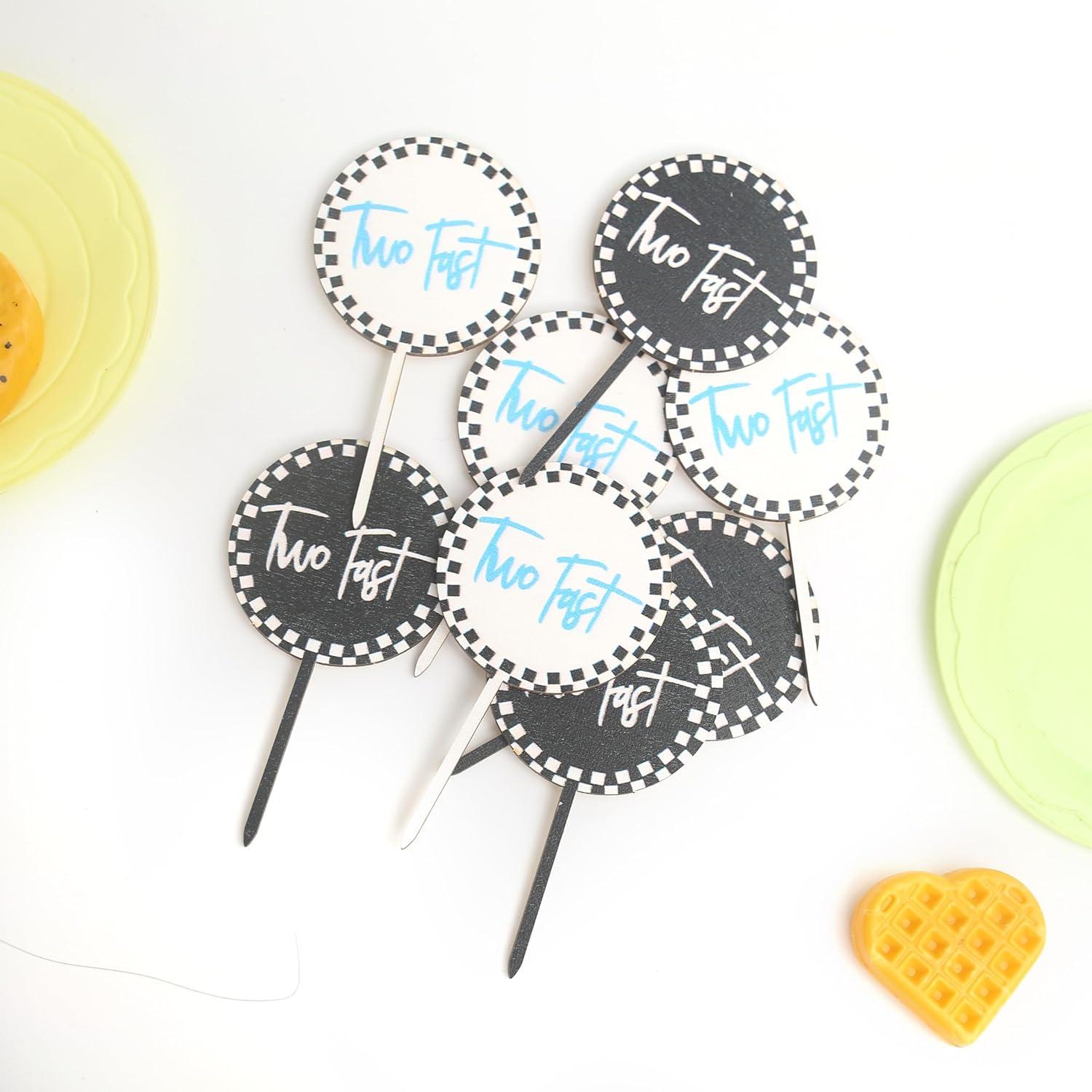 Two Fast Birthday Cupcake Topper For 8PCS - Race Car Themed 2nd ...