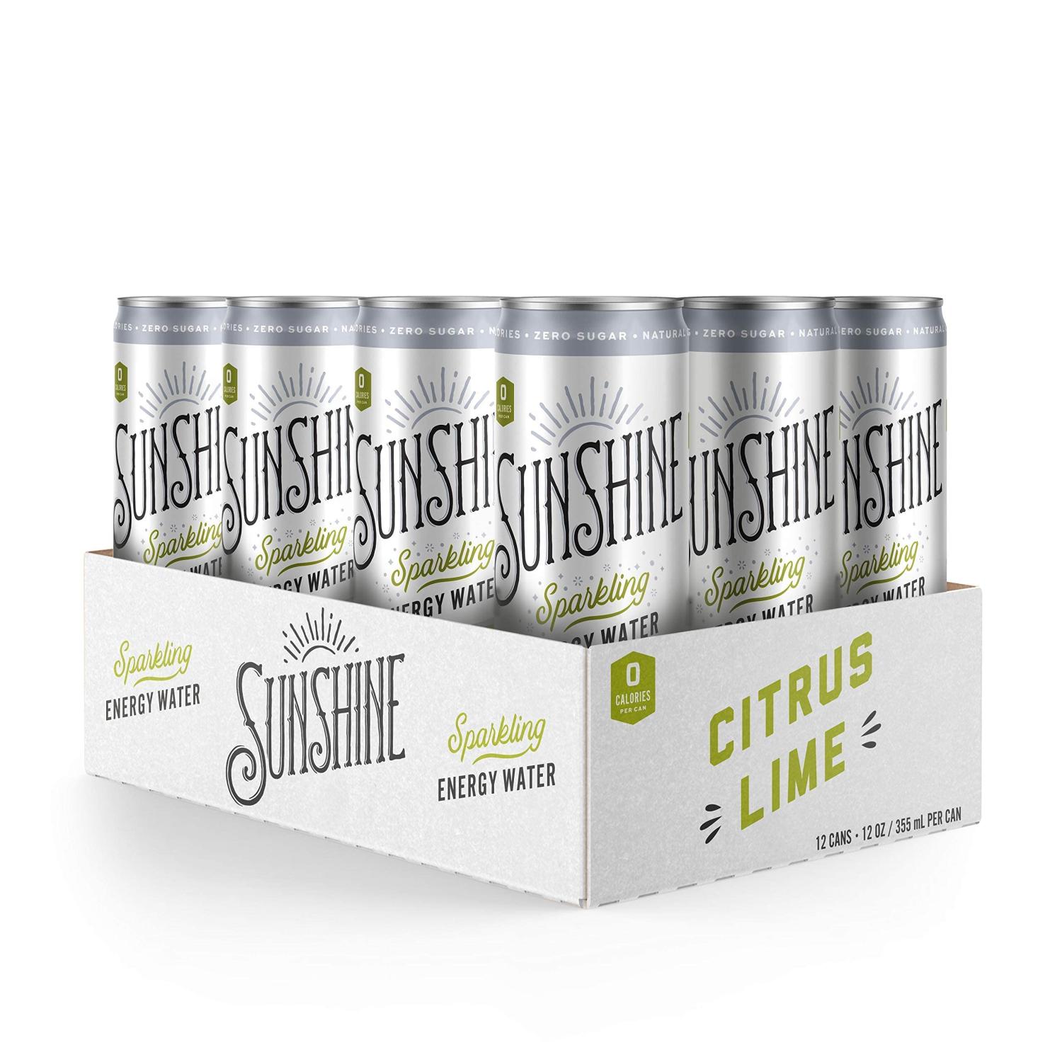 Sunshine Beverages Citrus Lime Sparkling Energy Drink with Vitamin B12 ...