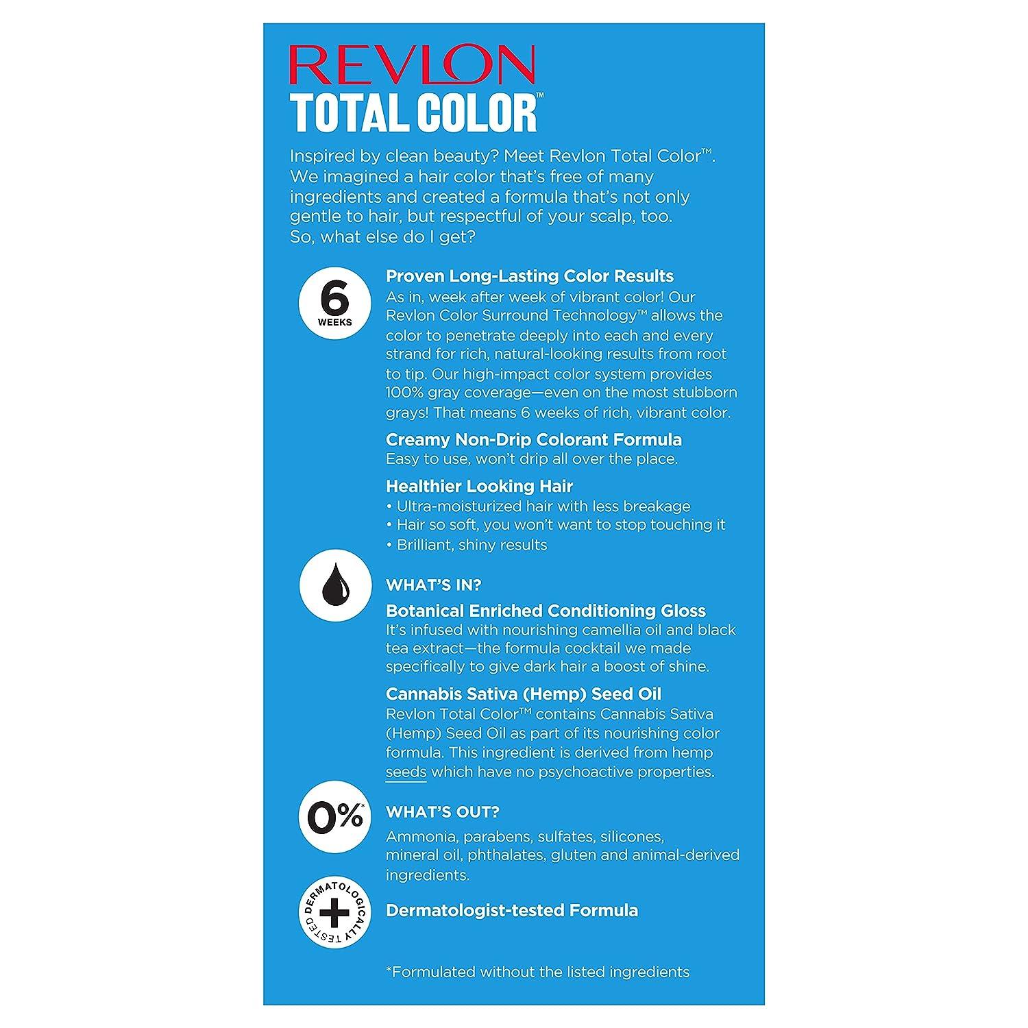 Revlon Total Color Permanent Hair Color, Dark Brown - Clean, Vegan ...