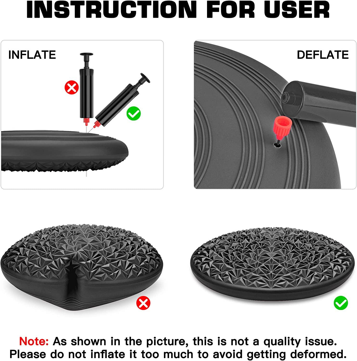EVERYMILE Inflated Balance Board Wobble Cushion - Extra Thick Core ...