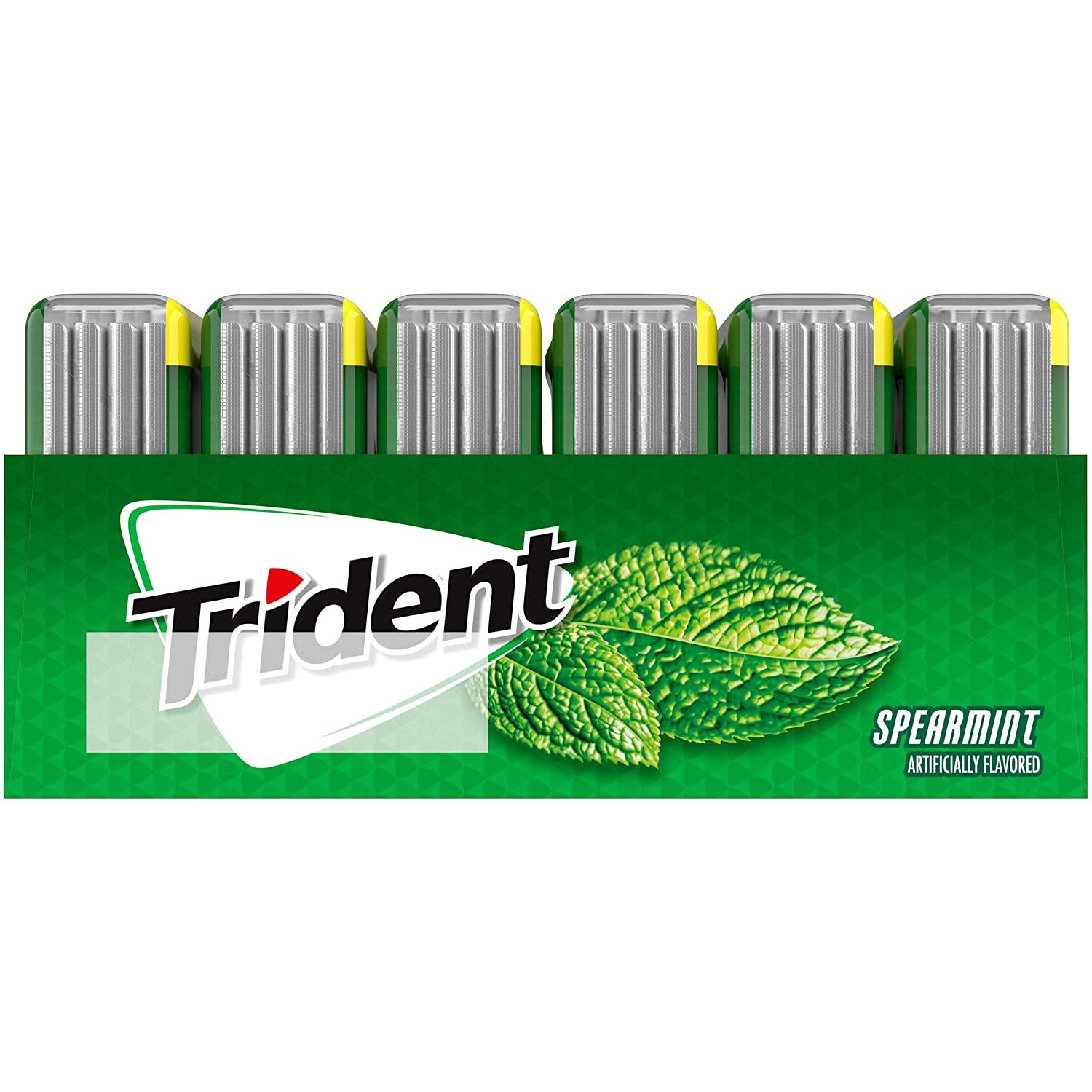 Trident Spearmint Sugar Free Gum - 6 Pocket Packs (168 Pieces ...
