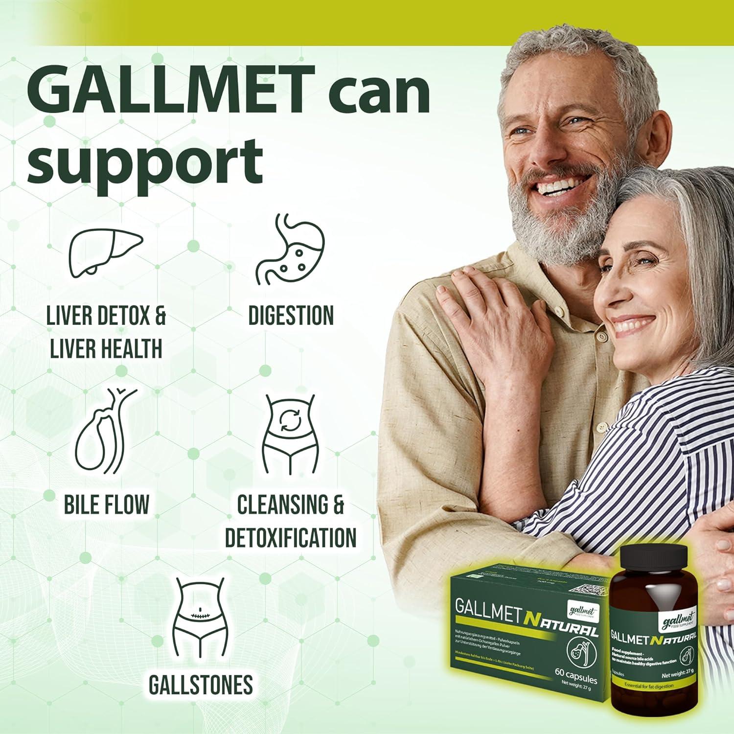 GALLMET Natural 60x Ox Bile Capsules 125mg - Support for Gallstones ...