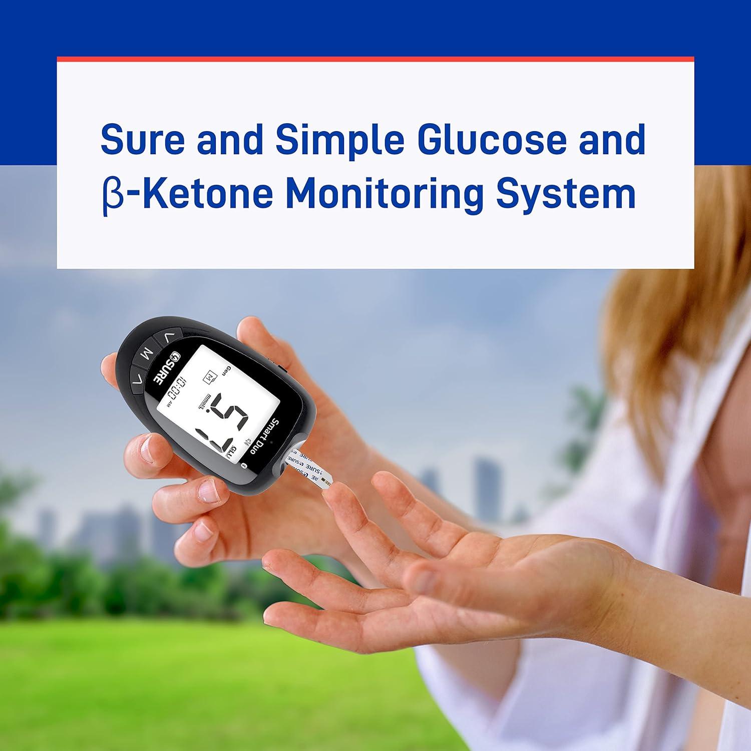 Nipro 4SURE Smart Duo Blood Sugar Test Kit for Type 1 & Type 2 Diabetes ...