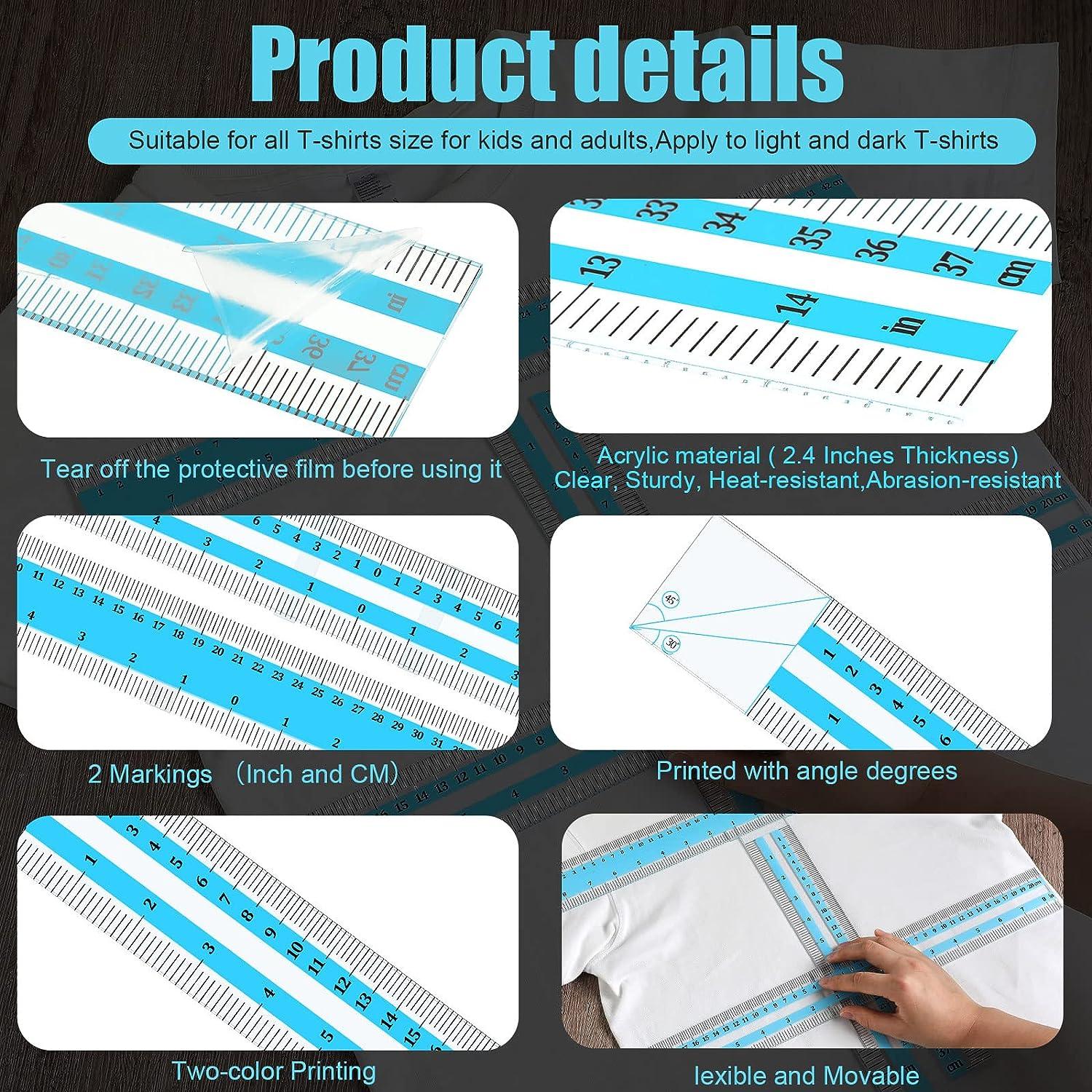 Acrylic T-Shirt Alignment Ruler Set - 3 Pcs Shirt Placement Guide Tool ...
