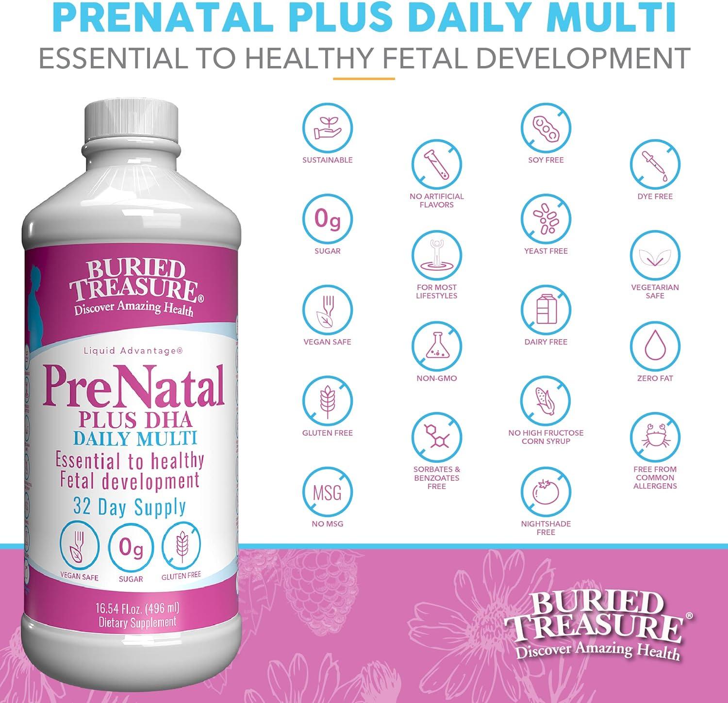 Buried Treasure Prenatal Plus DHA Complete 16 oz - Natural Omega-3 DHA ...