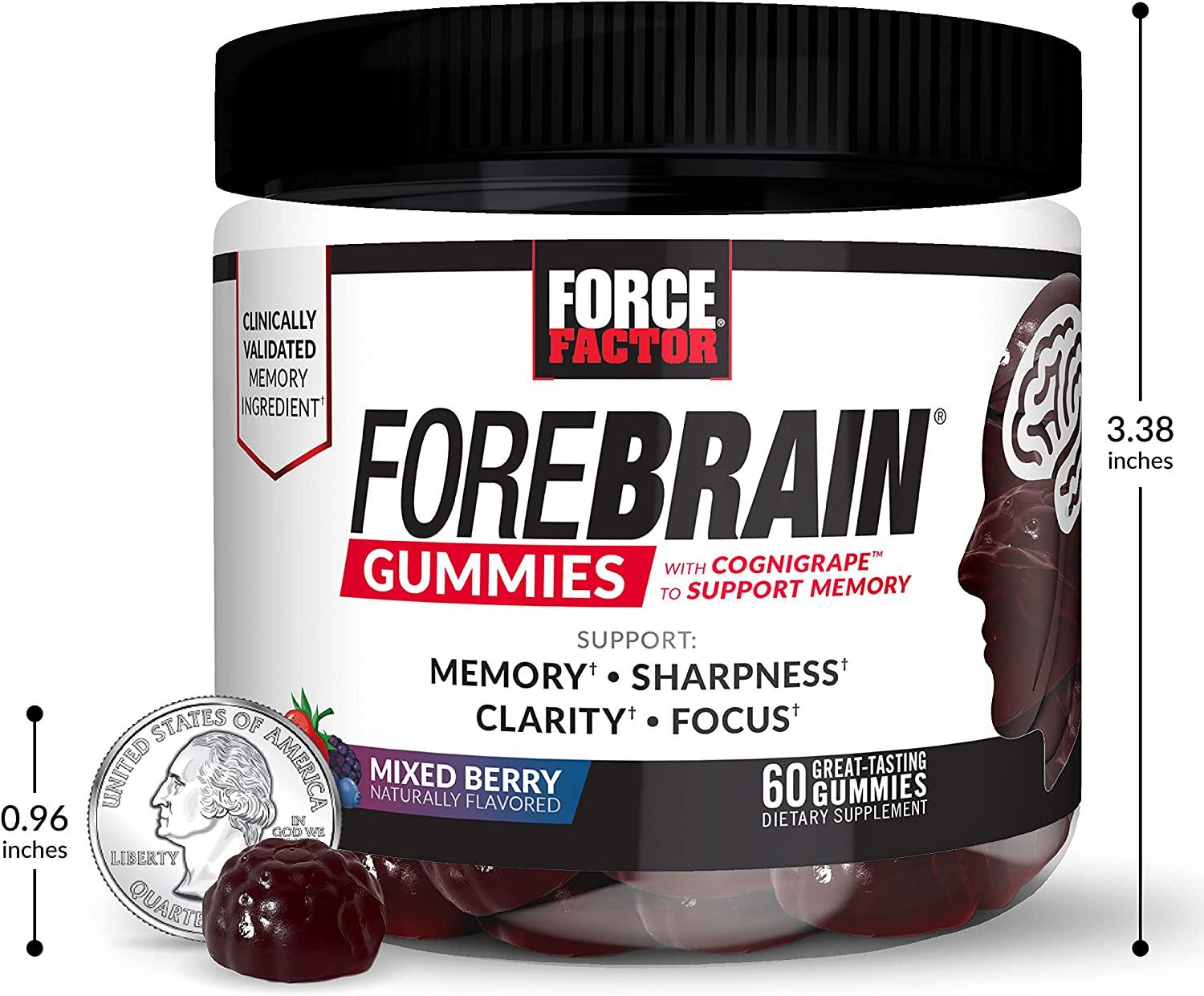 Force Factor Forebrain Gummies - Memory Support - Mixed Berry (60 ...