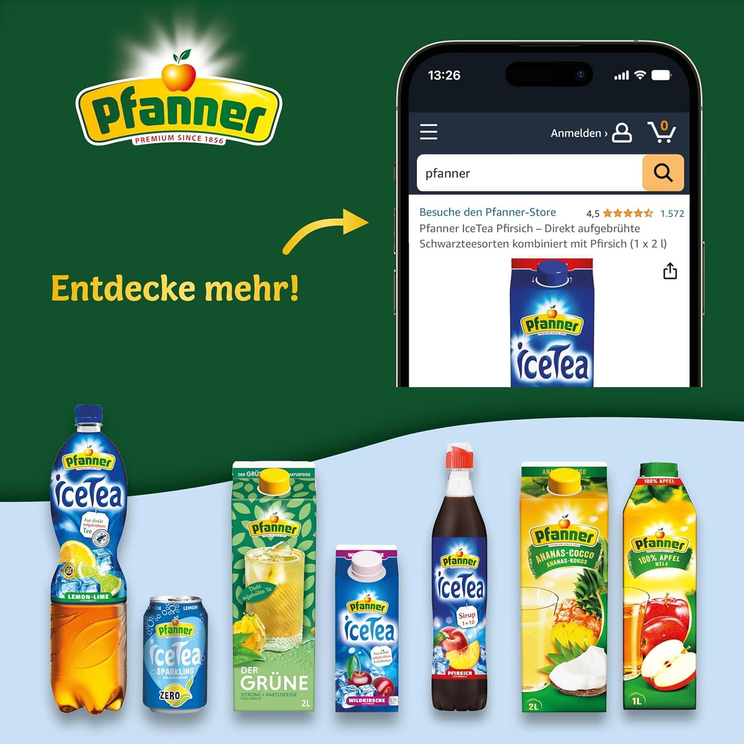 Pfanner Green Lemon Cactus Fig Syrup 700ml | Makes 7+ Liters Iced Tea ...