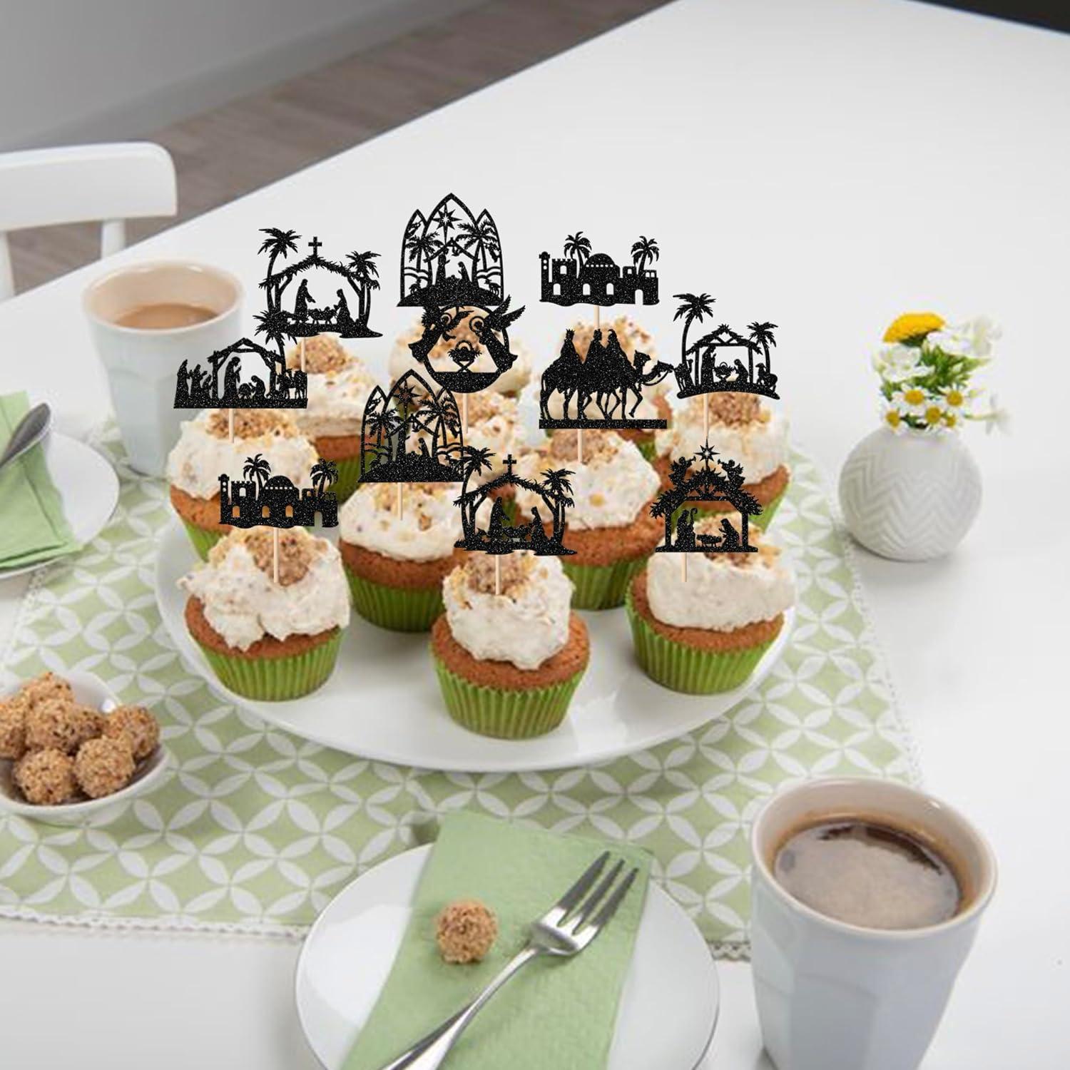 24 Pack Christmas Jesus Cupcake Toppers Jesus's Nativity Cupcake Picks ...