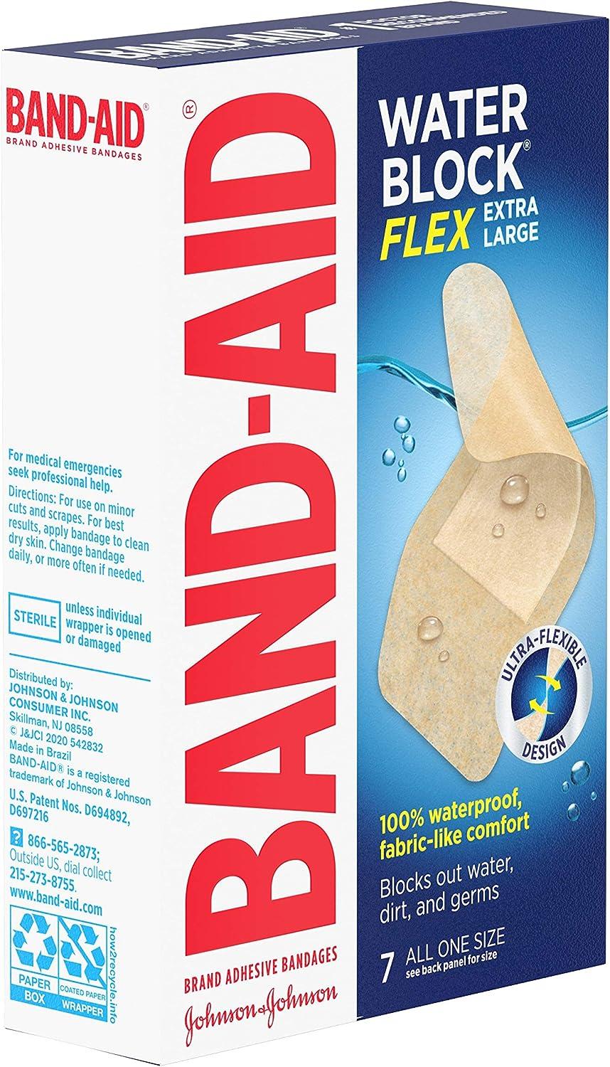 Band-Aid Brand Water Block Flex 100% Waterproof Adhesive Bandages Extra ...