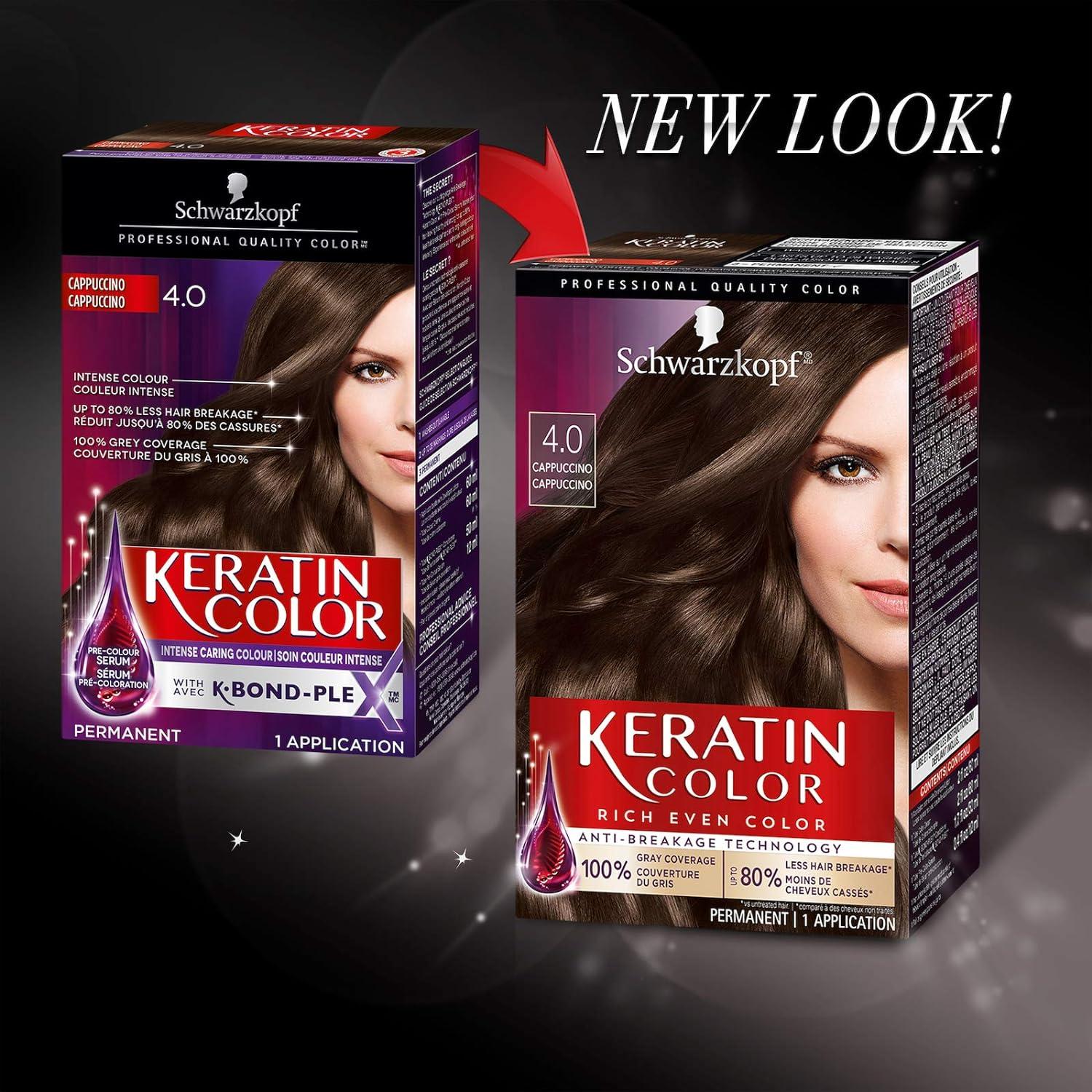Schwarzkopf Keratin Color Cream Hair Dye in 4.0 Cappuccino - 1 Count ...
