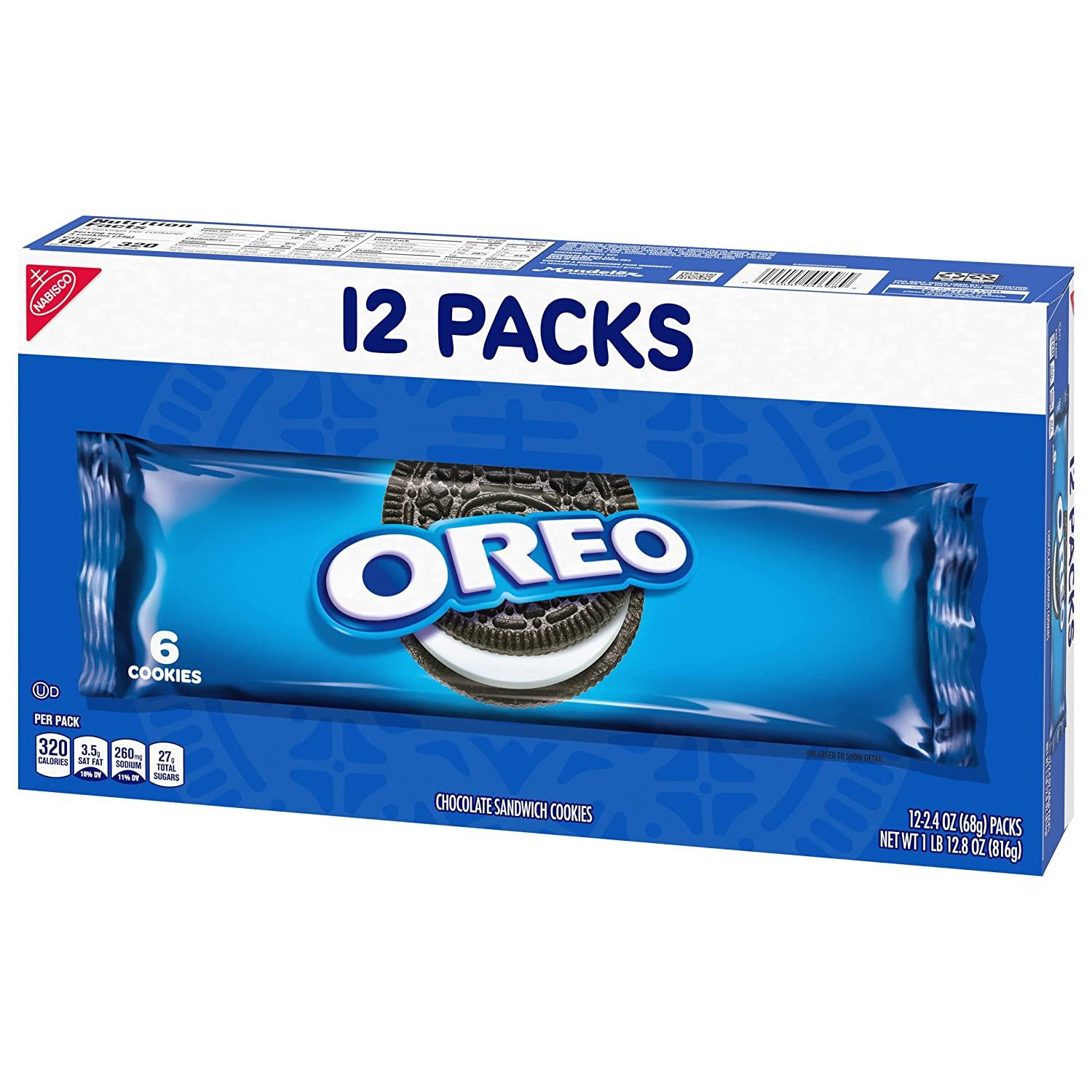 OREO Chocolate Sandwich Cookies - School Lunch Box Snacks - 2.4 oz ...