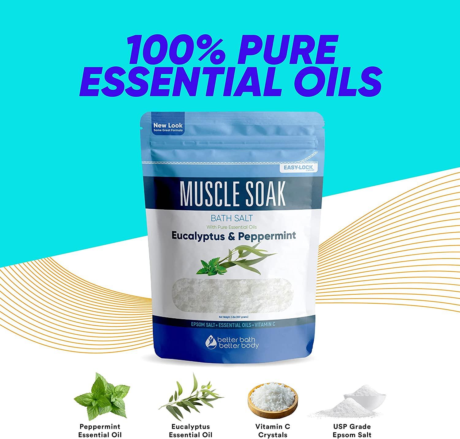 Epsom Salt Muscle Soak Bath Salt with Peppermint and Eucalyptus ...