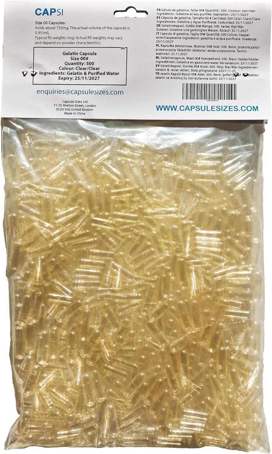 Clear Size 00 Gelatin Capsules - 500 Count | Halal & Kosher Certified ...