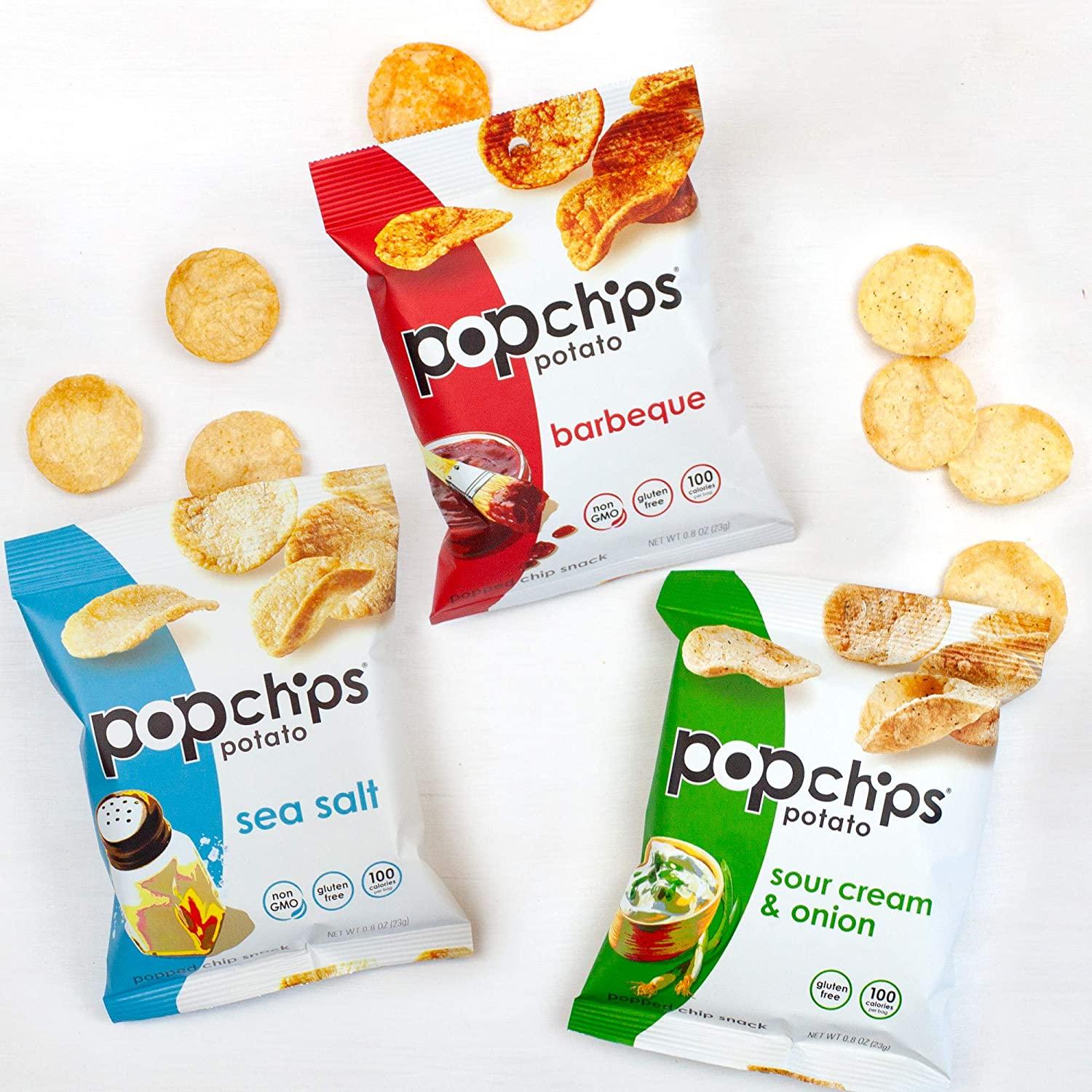 Popchips Potato Chips Variety Pack - Sea Salt, BBQ, Sour Cream & Onion ...