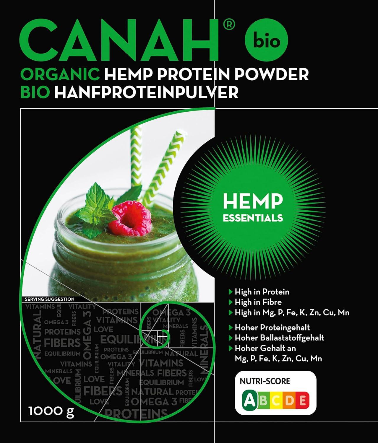 Canah Organic Hemp Protein Powder 1kg Vegan High in Protein Fibre Omega ...