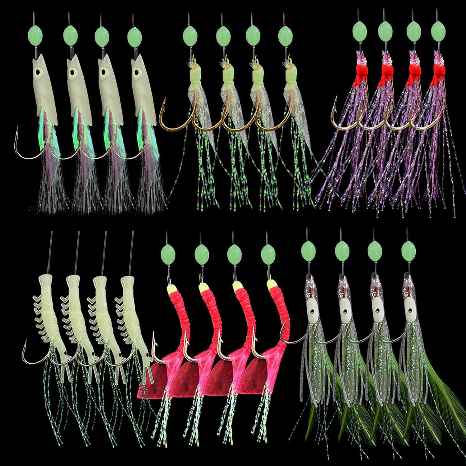 Skipaelf Luminous Sabiki Rig Set - 20 Pack | Surf Fishing Bait Rigs ...