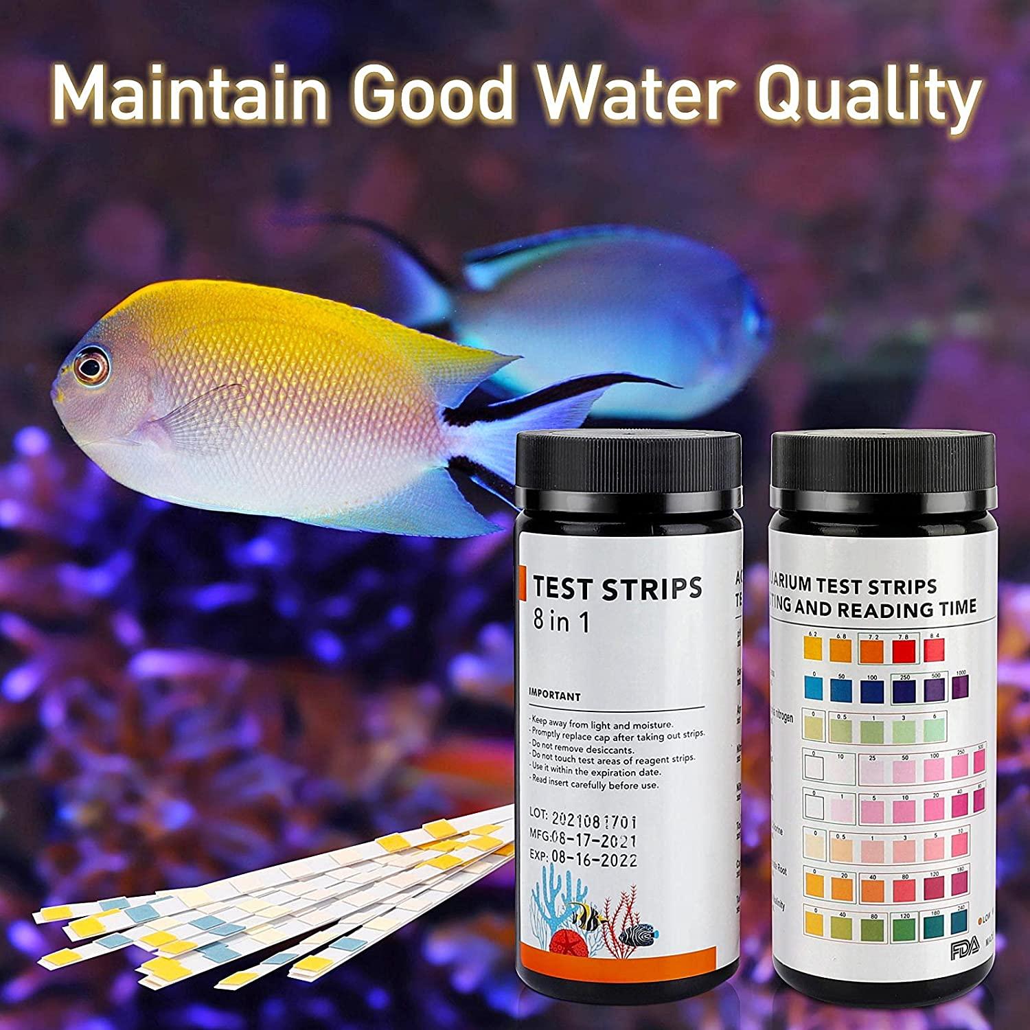Hygger 8-in-1 Aquarium Test Strips for Freshwater & Saltwater - 50 ...