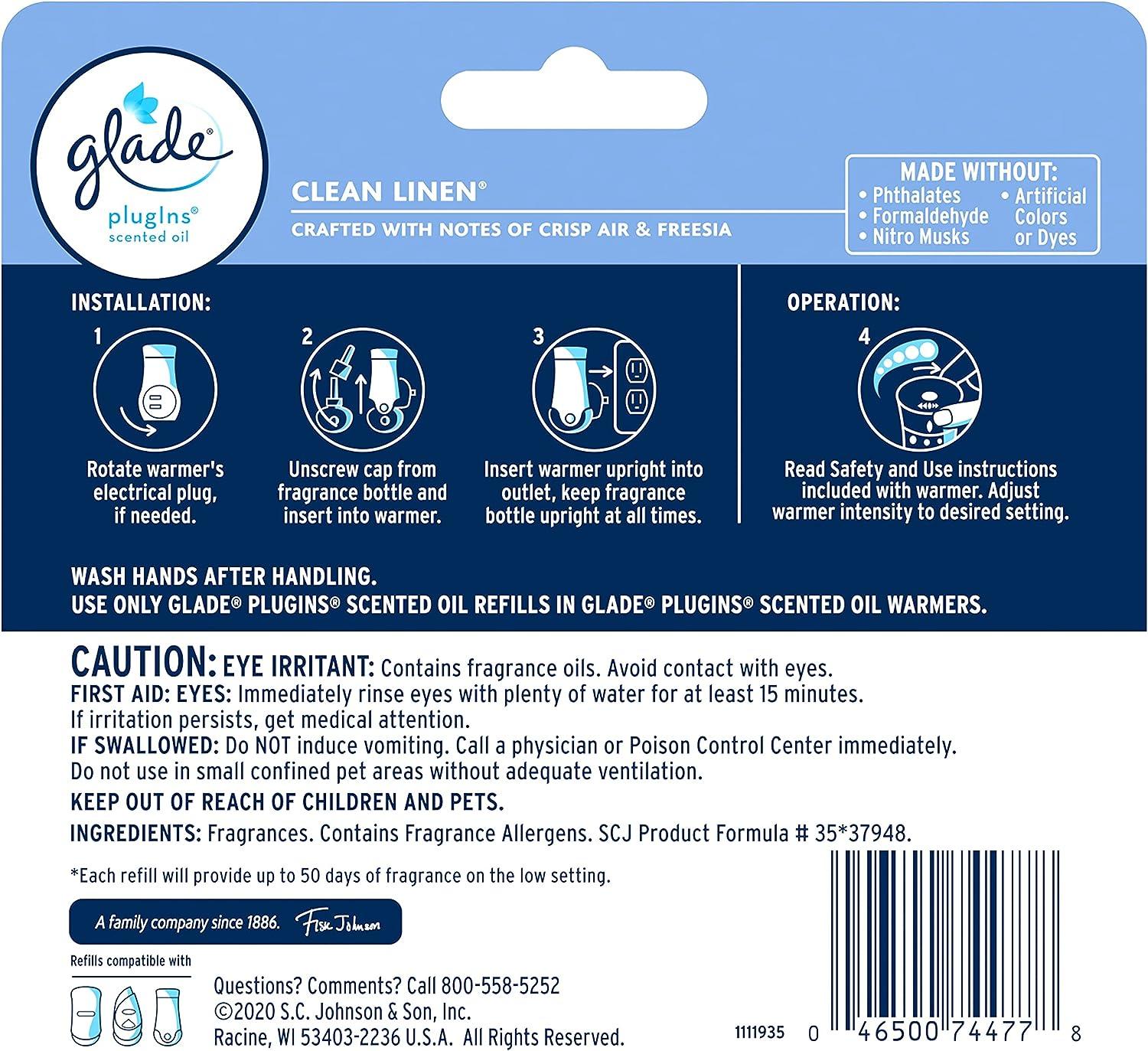 Glade PlugIns Refills Air Freshener Scented and Essential Oils for Home ...