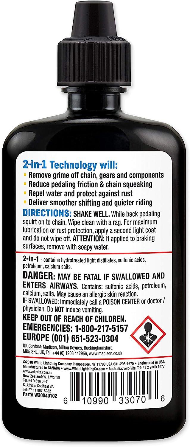 White Lightning 2-in-1 Bike Care 4 oz Lubricant and Degreaser ...