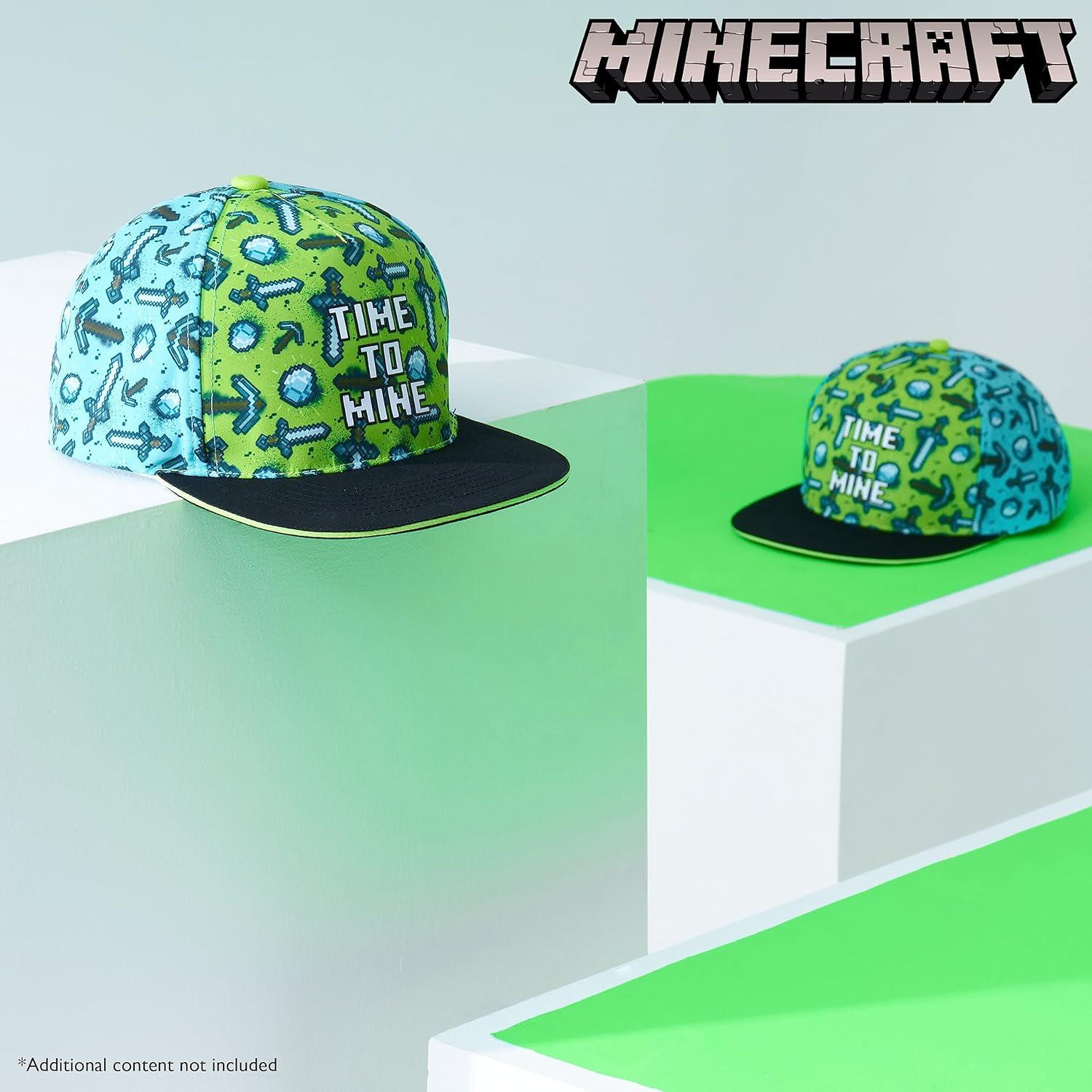 Trendy Minecraft Baseball Cap Snapback for Kids - Ideal Green/Blue ...