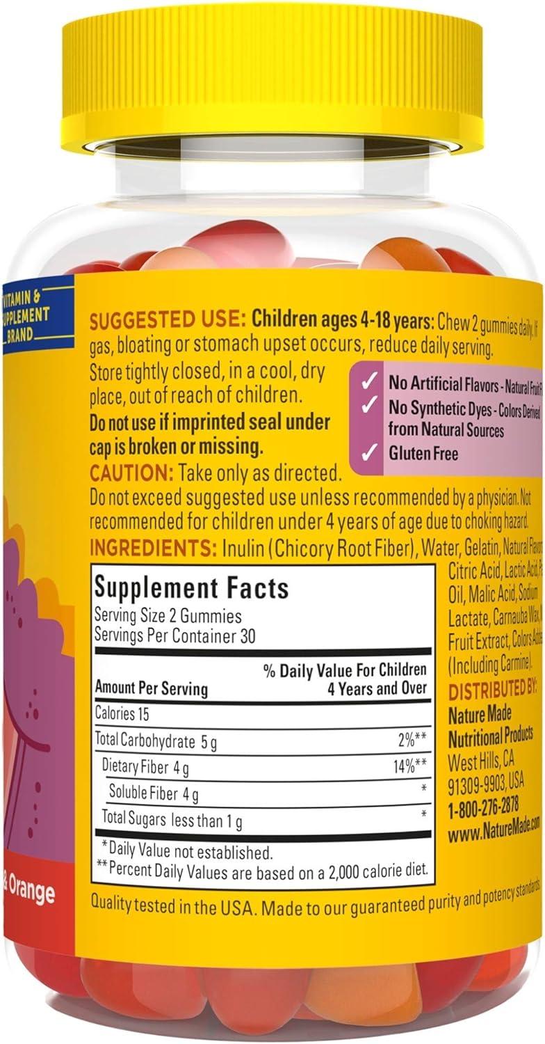 Nature Made Kids First Fiber Gummies - 60 Count for Digestive Health ...