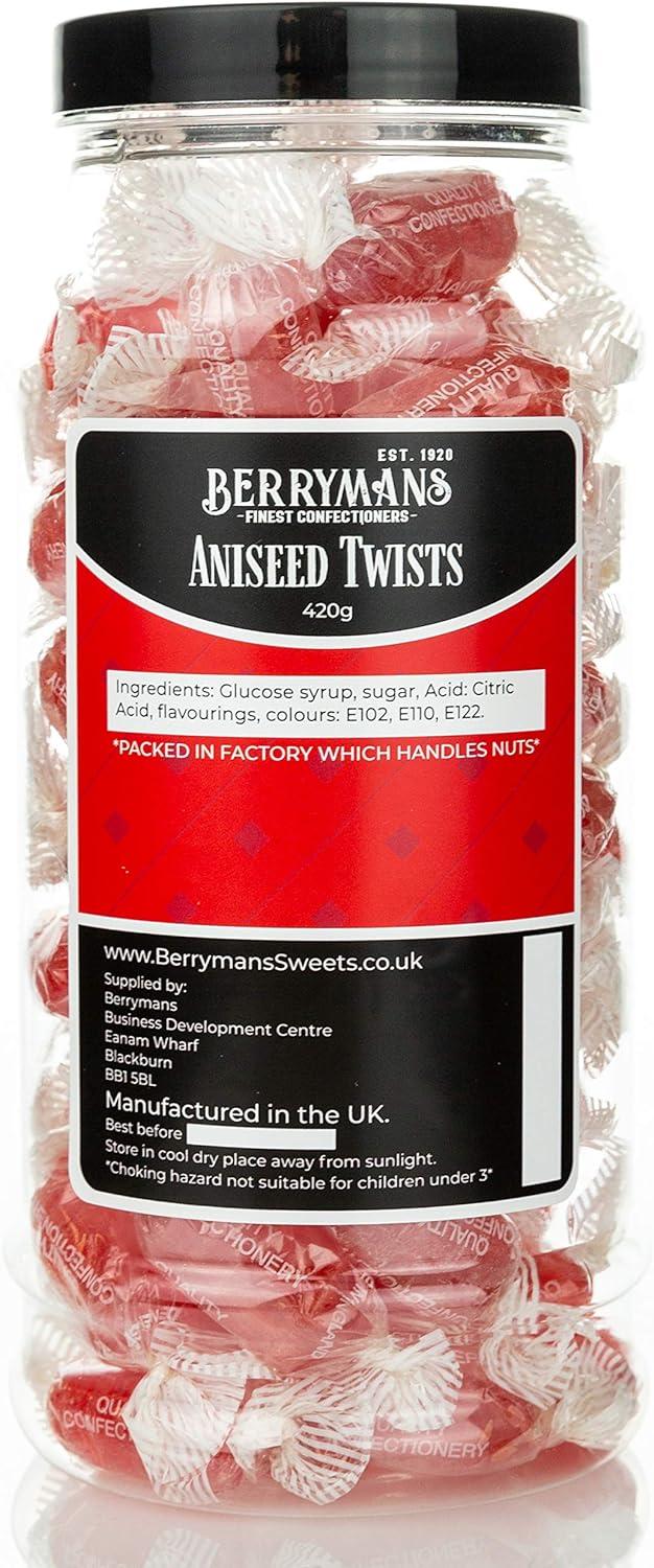 Original Aniseed Twists Retro Boiled Sweets Gift Jar By Berrymans Sweet ...