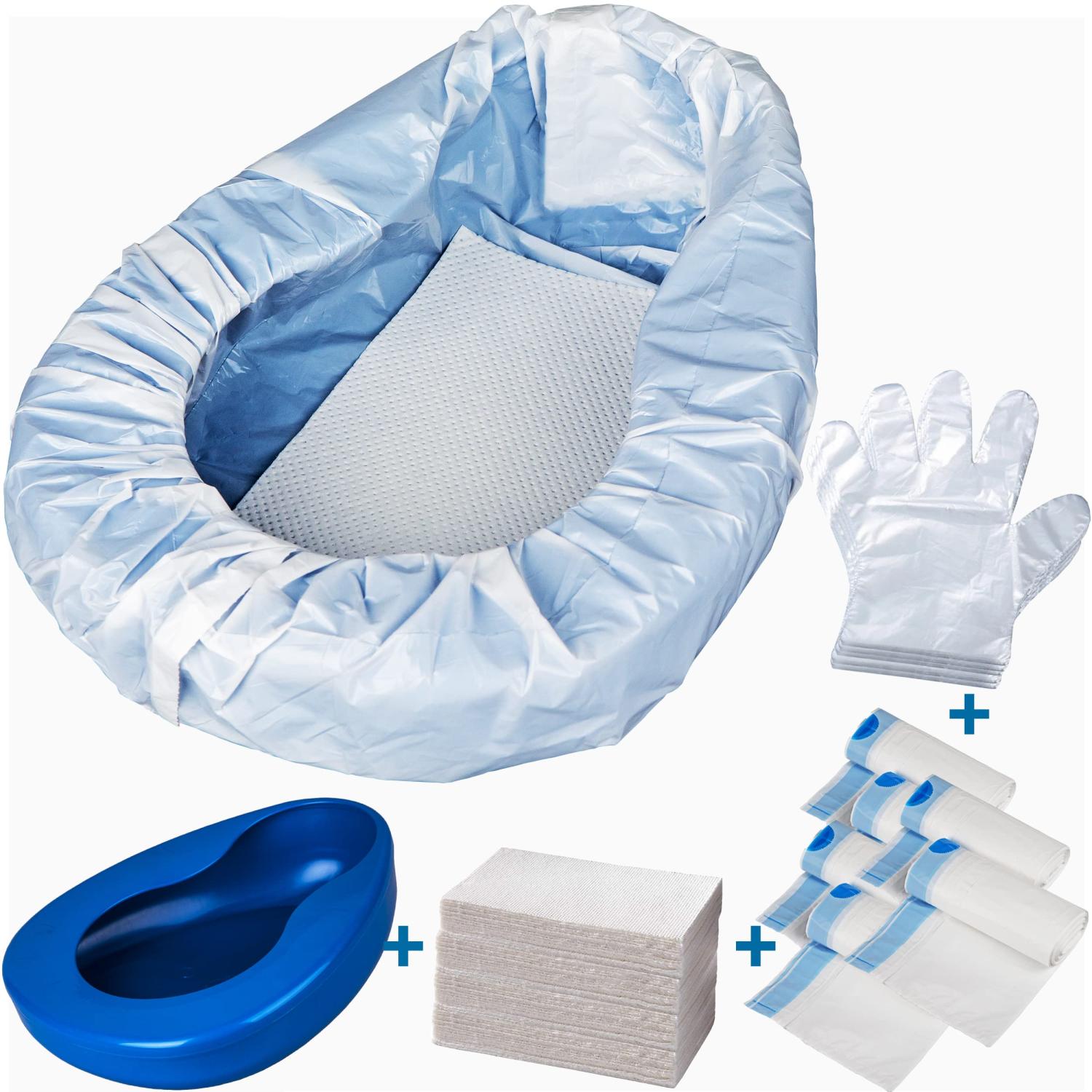 MINIVON Bedpan Set with 30 Absorbent Pads & Liners - Extra Large Heavy ...