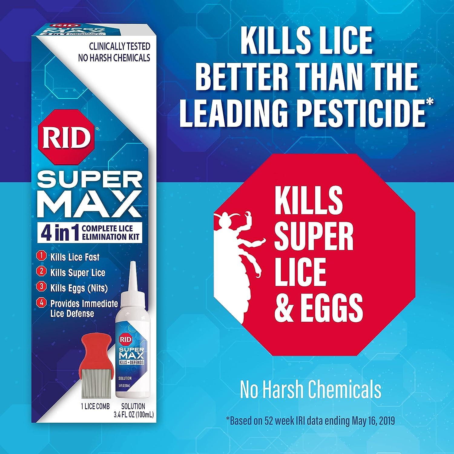 RID Super Max 4-in-1 Lice Removal Treatment Kit - Kills Super Lice ...