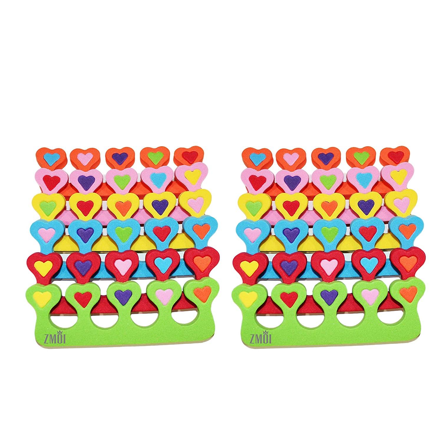 Kids' Premium Colorful Heart Toe Separators - Set of 24 - Super Soft ...