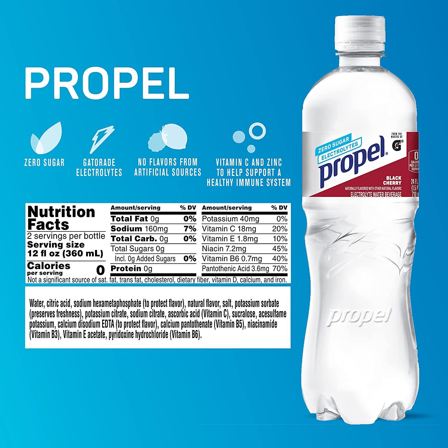 Propel Black Cherry Zero Calorie Water Beverage 24 Fl Oz (Pack of 12 ...