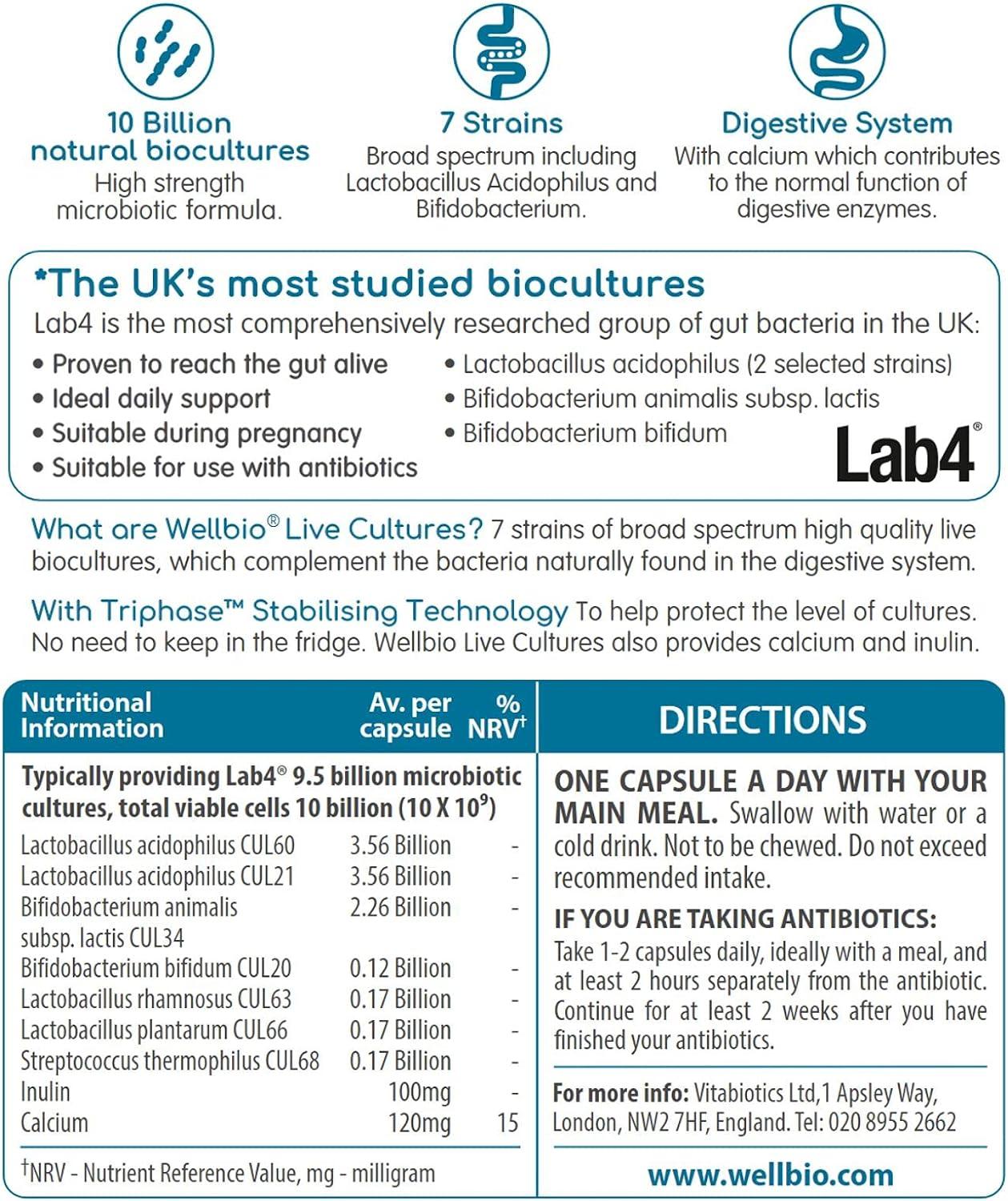 Wellbio 10 Billion Probiotic Complex - Gut Health Supplement - 30 ...