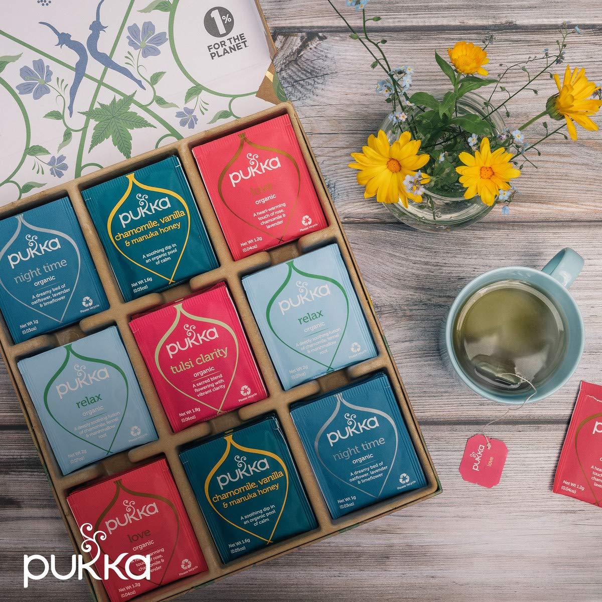 Pukka Organic Tea Bags Gift Set - Relax Selection Box - 45 Herbal Tea ...
