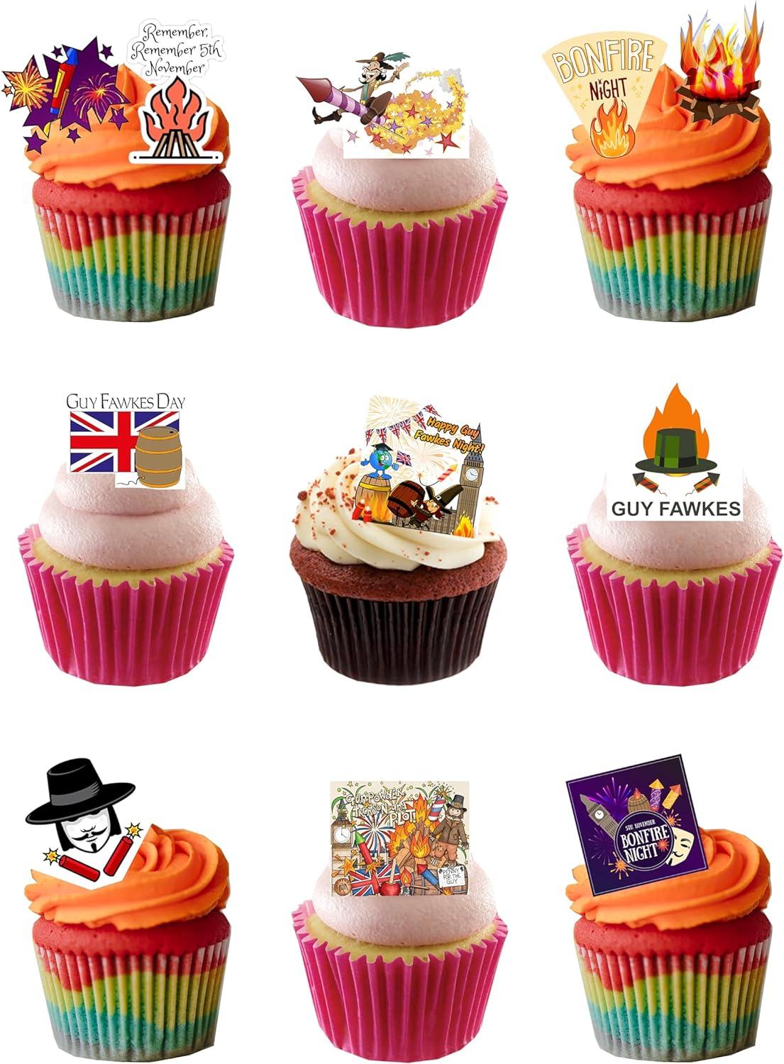 36 Stand Up Guy Fawkes Bonfire Night Themed Edible Wafer Paper Cake ...