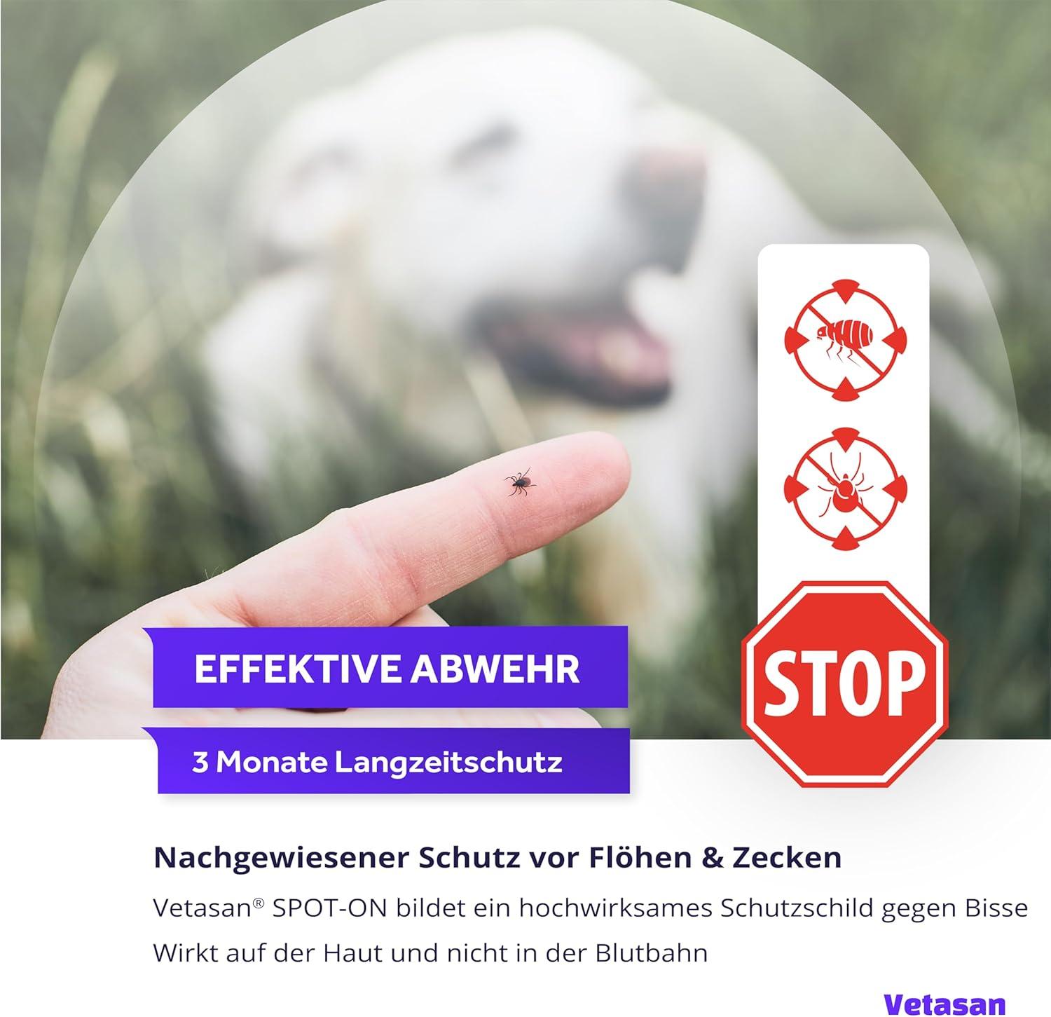 Vetasan Spot-On for Dogs 10-20kg | Flea & Tick Protection | 3 Months ...