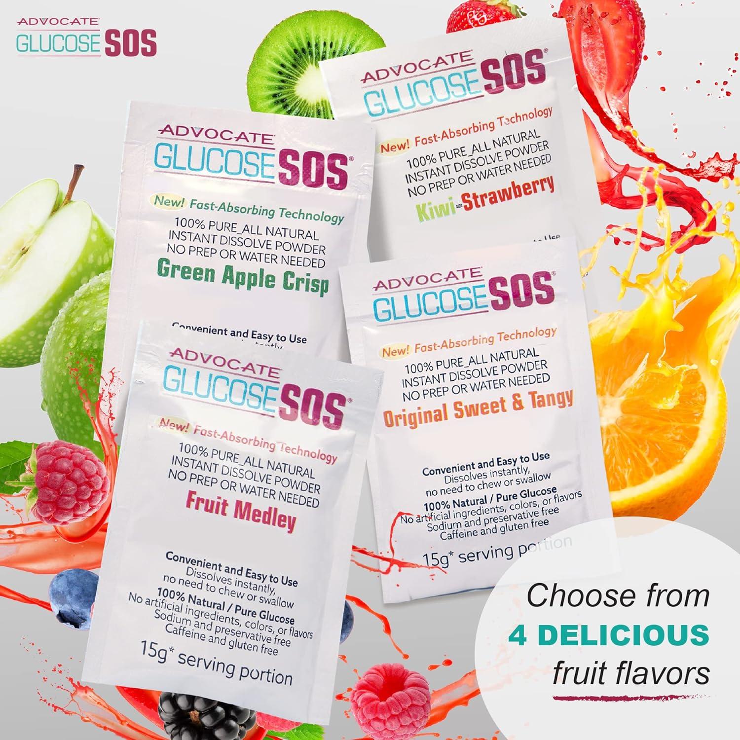 Glucose SOS Powder - 4 Flavor Variety - 24 Packets for Quick Energy ...