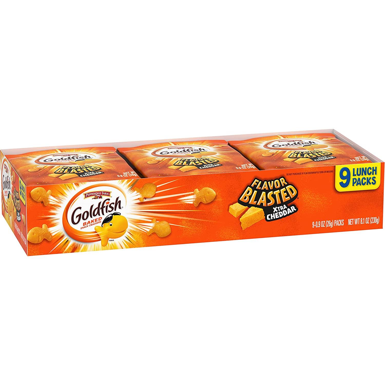 Goldfish Flavor Blasted Crackers Xtra Cheddar Snack Pack 0.9 oz 9-CT ...