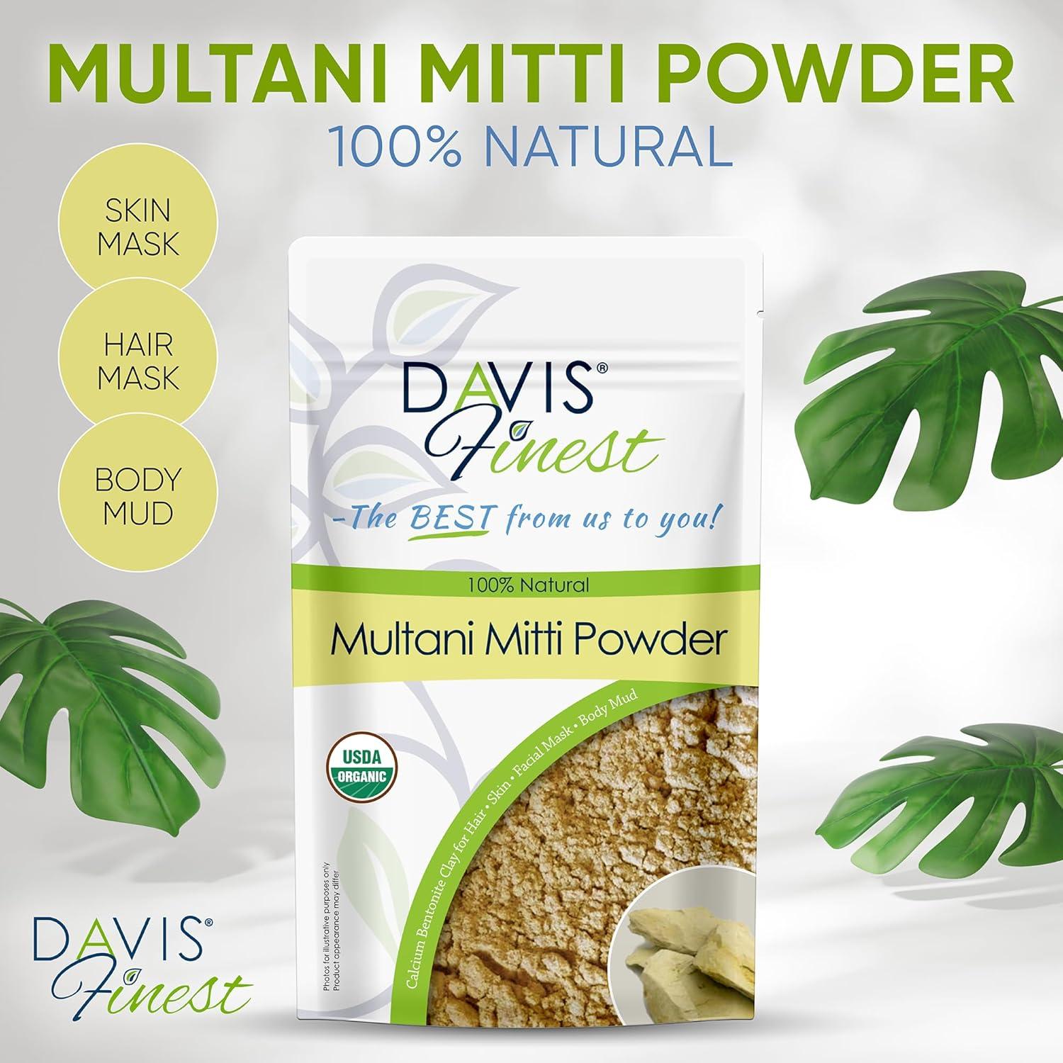 Davis Finest Multani Mitti Powder - 100% Pure Indian Healing Clay for ...