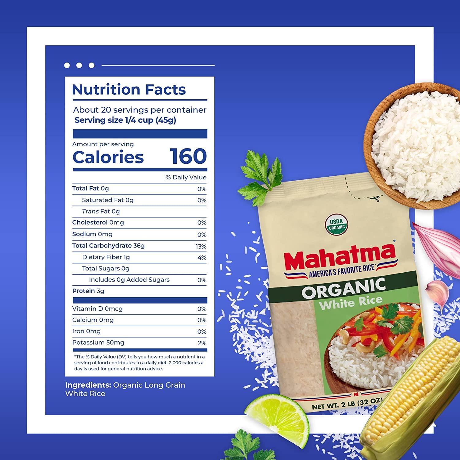 Mahatma Organic White Rice 2 lb. - Premium Quality, Non-GMO and Gluten ...