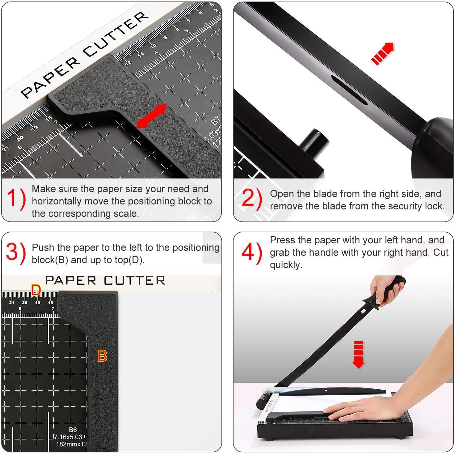 Paper Trimmer A4 Paper Cutter Guillotine with Heavy Duty Gridded Base ...