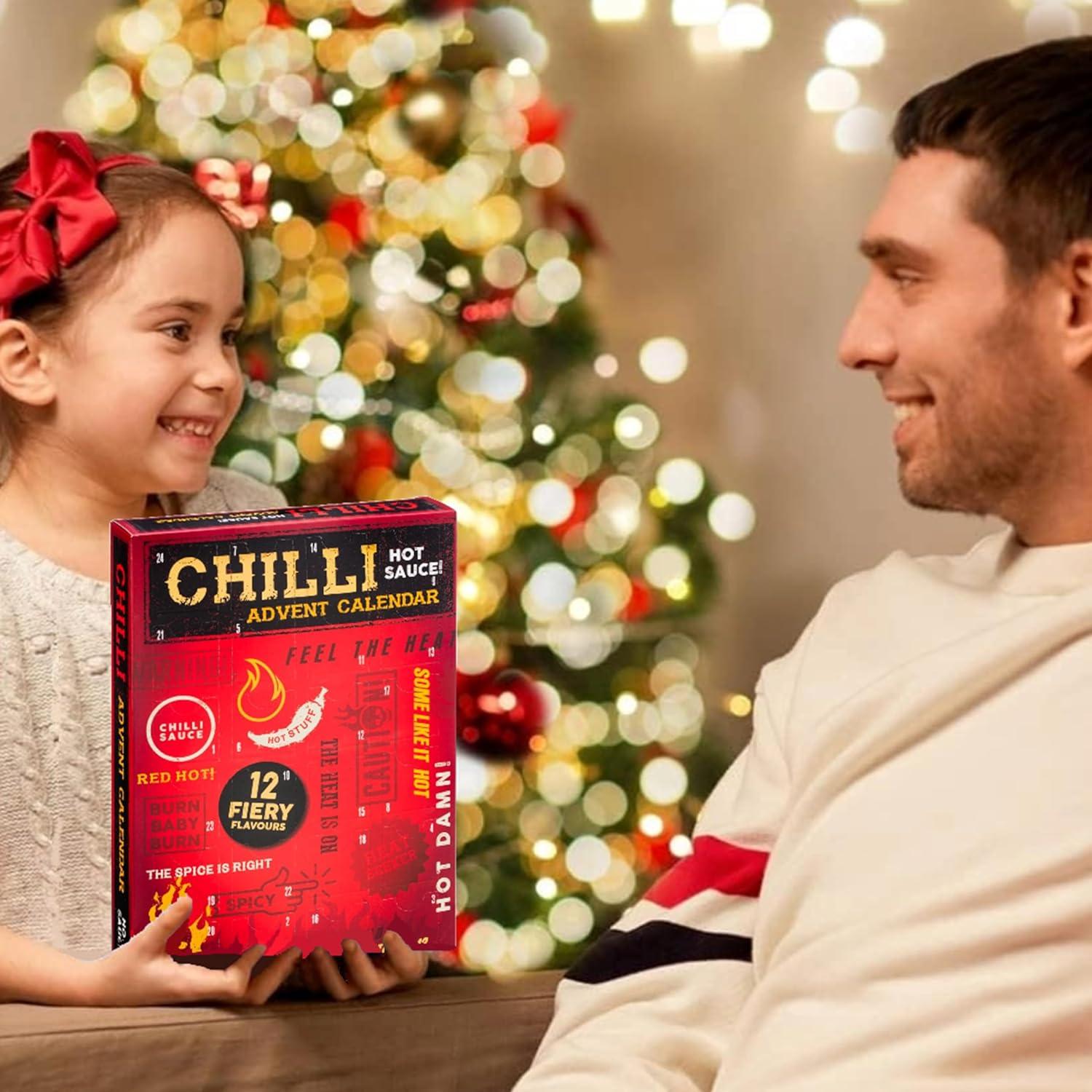 Chili Hot Sauce Advent Calendar - 24 Days of Hot Sauce Christmas Countdown 12 Fiery Flavours ...