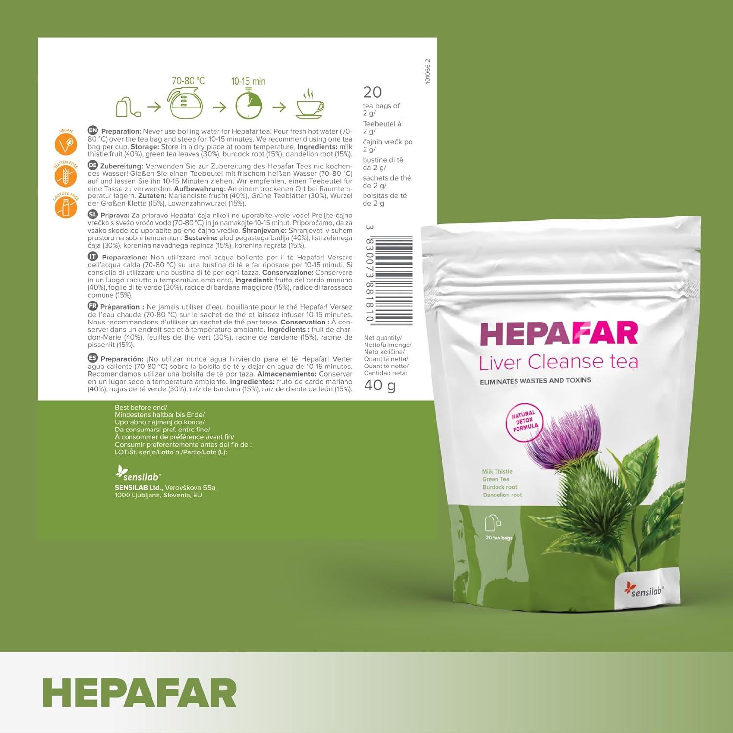 HepaFar Liver Detox Tea - Green Tea & Dandelion Blend - 20 Bags for ...