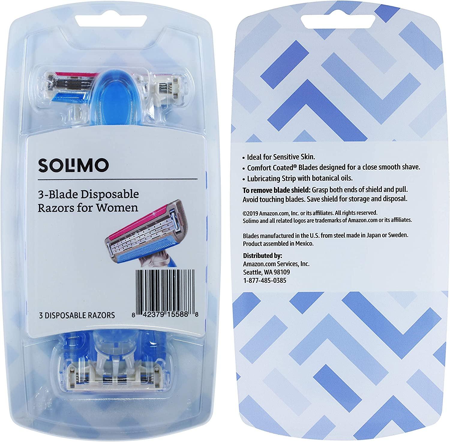 Solimo 3-Blade Disposable Razors for Women - Pack of 2 (6 Razors Total ...