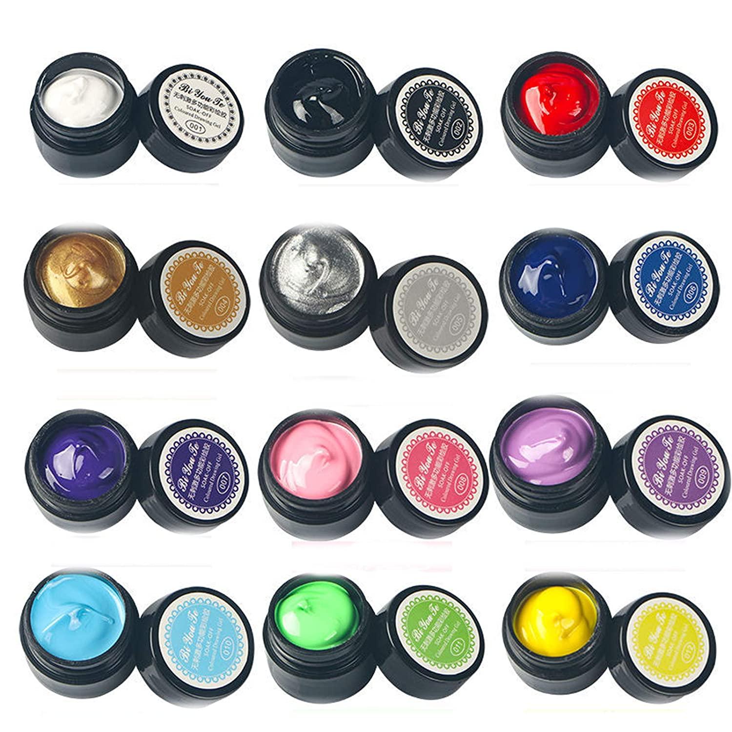Coosa Spider Gel: 12 Colors Matrix Gel with Brush for Nail Art Wire ...