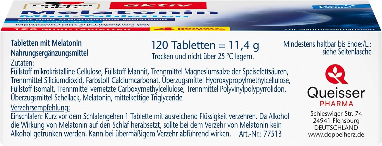 Doppelherz Melatonin - Alleviate Jet Lag | 120 Easy-to-Swallow Mini ...