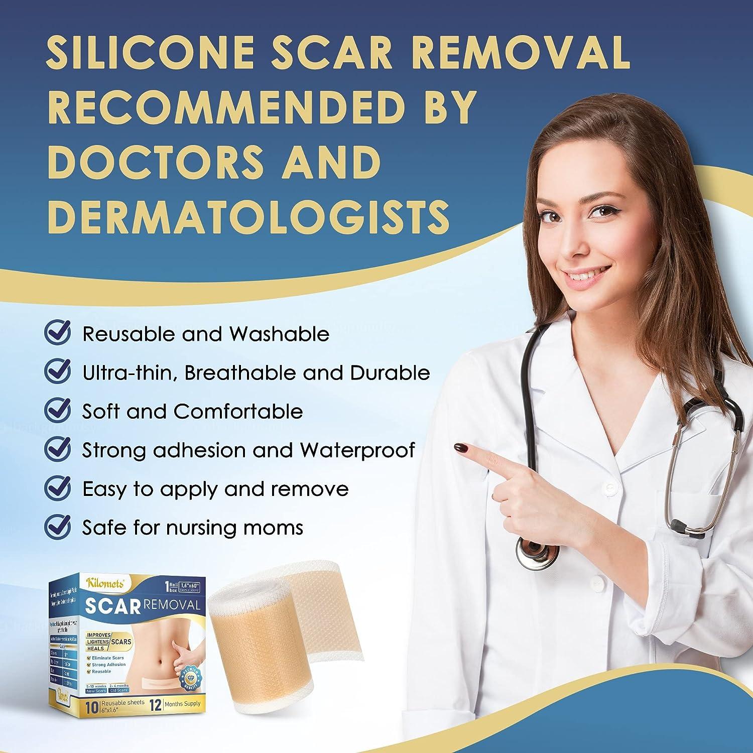 Silicone Scar Sheets 1.6 x 60-1.5M - Keloid & Burn Therapy Gel Tape for ...