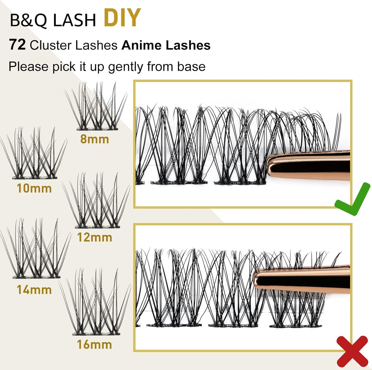 72 Cluster Lashes B&Q D Curl | Natural Fluffy DIY Eyelash Extensions ...