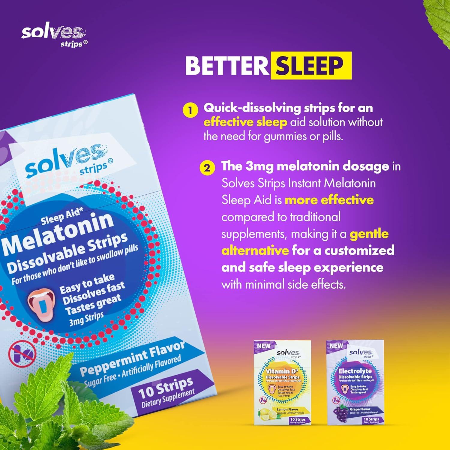 Melatonin Sleep Aid Strips - 3mg | Peppermint Flavor | Sugar-Free ...
