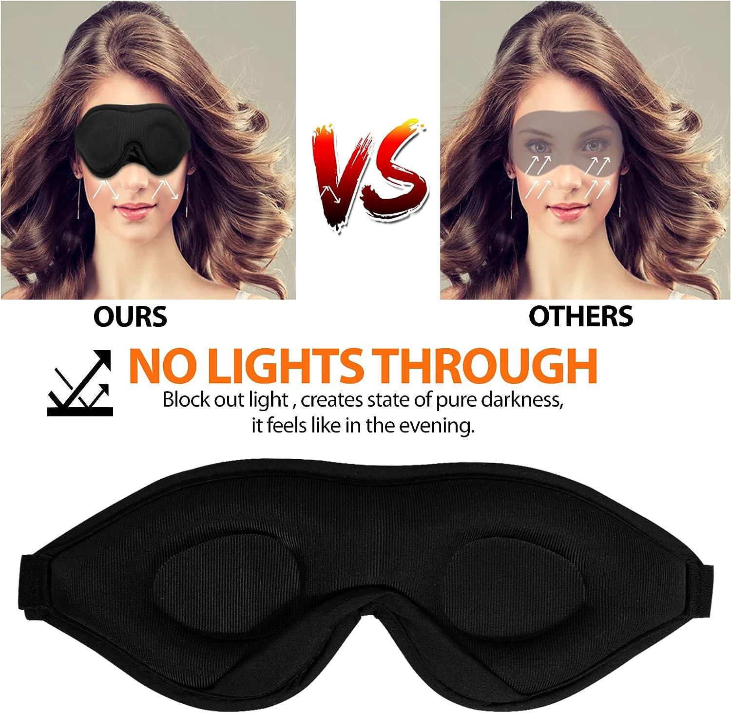 Luxury Sleep Eye Mask for Men & Women - Black Concave Molded Night ...