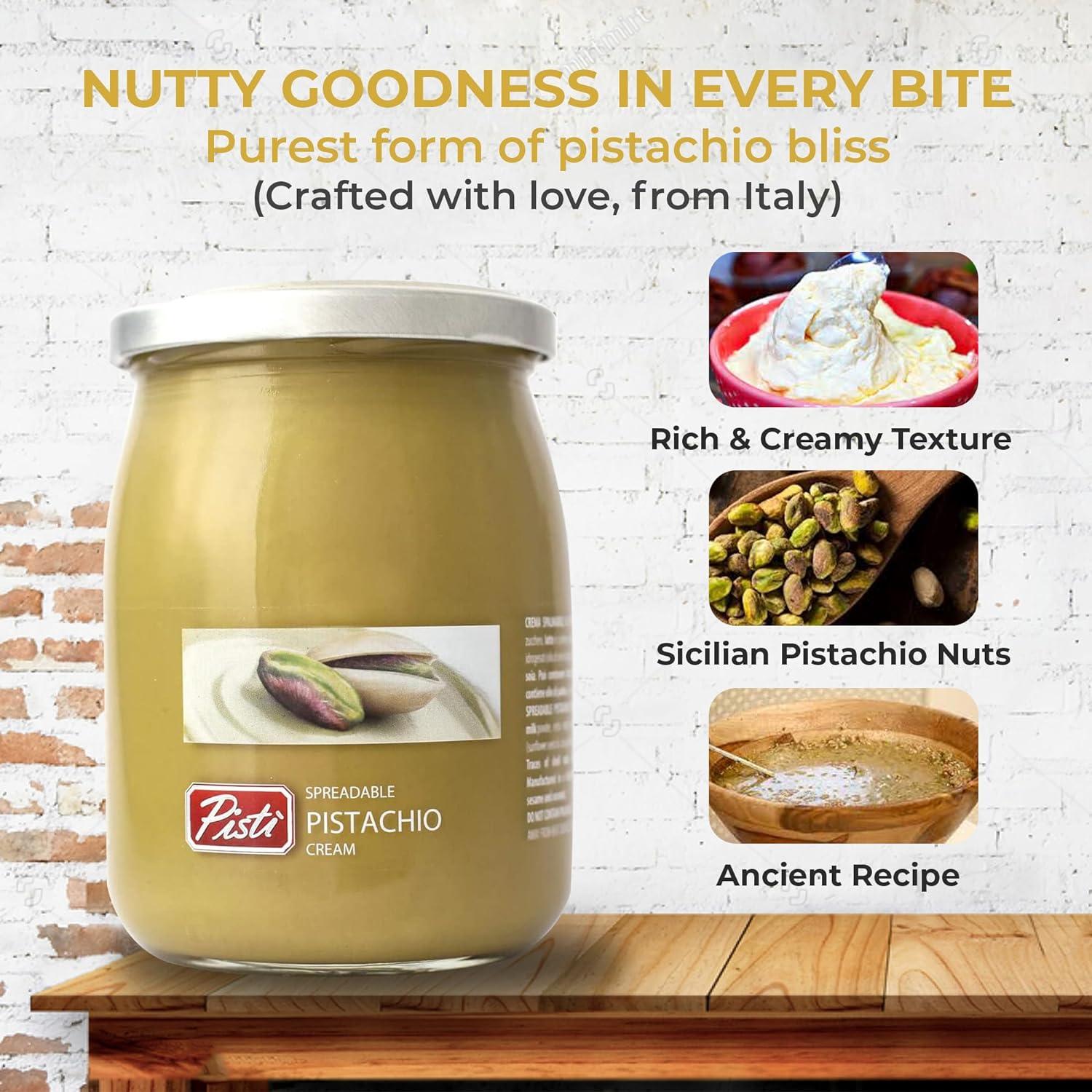 Pisti Sicilian Pistachio Cream Spread Creamy Spreadable Versatile Paste ...